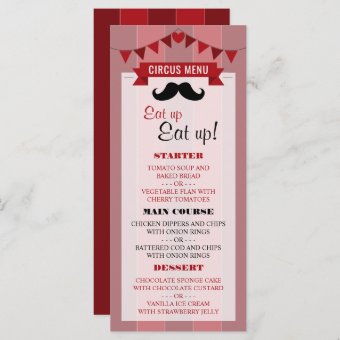 Classic Circus Poster Children's Birthday Menu | Zazzle