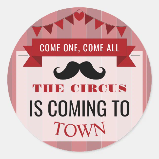 Classic Circus Poster Children's Birthday Party Classic Round Sticker ...