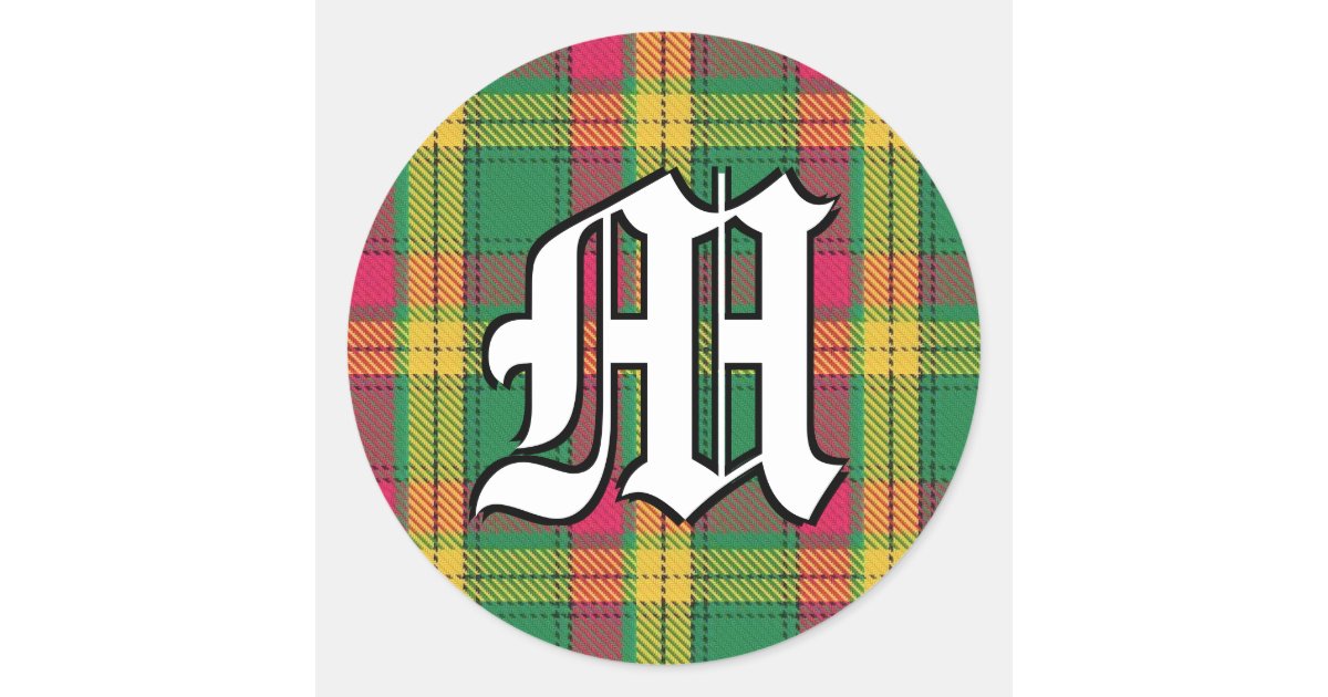 Classic Clan MacMillan Tartan Monogram Classic Round Sticker | Zazzle