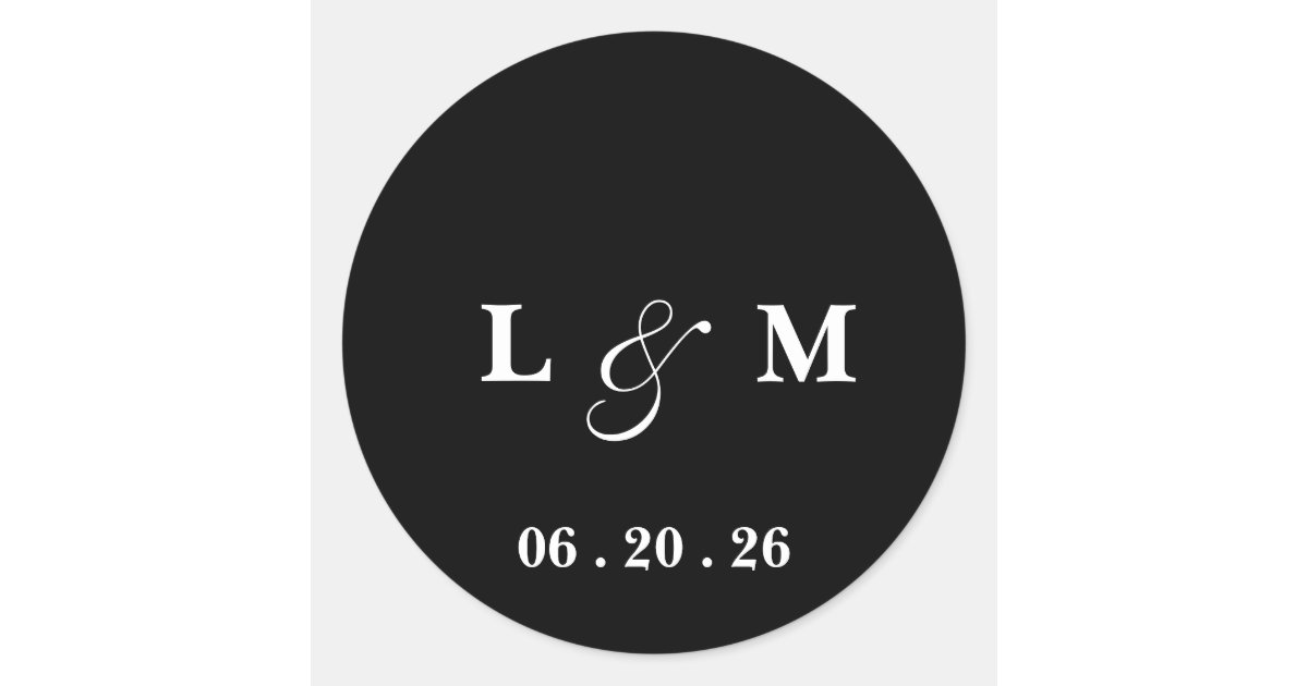 Classic Clean Monogram Wedding Date Label | Zazzle