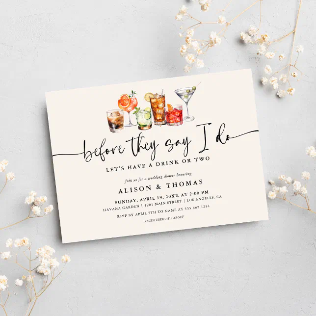 Classic Cocktail Wedding Shower | Engagement Party Invitation | Zazzle