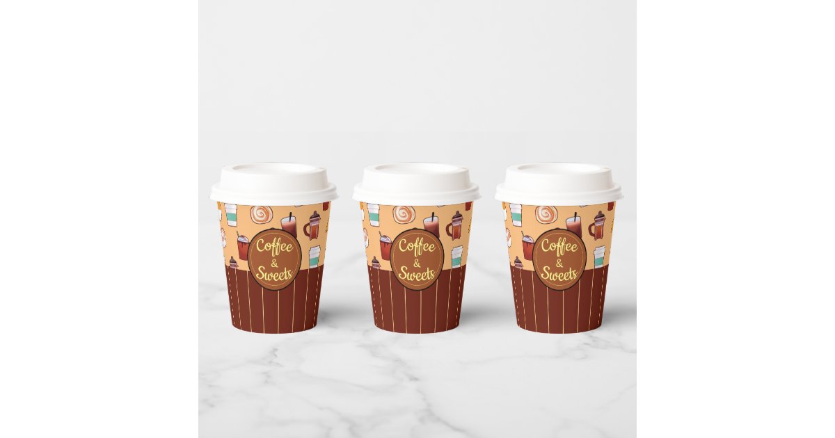 Classic Coffee Shop And Pastries Paper Cups | Zazzle