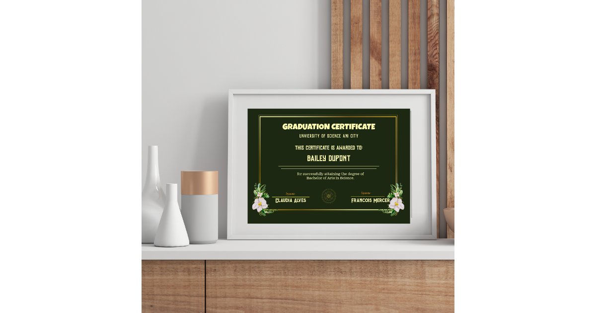 Classic College Graduation Diploma Certificate Poster | Zazzle