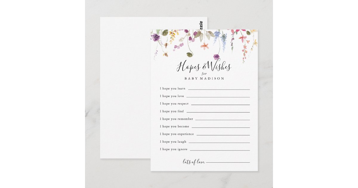 Classic Colorful Baby Shower Hopes & Wishes Card | Zazzle