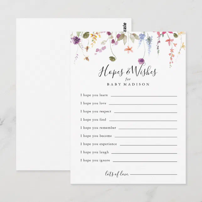 Classic Colorful Baby Shower Hopes & Wishes Card | Zazzle