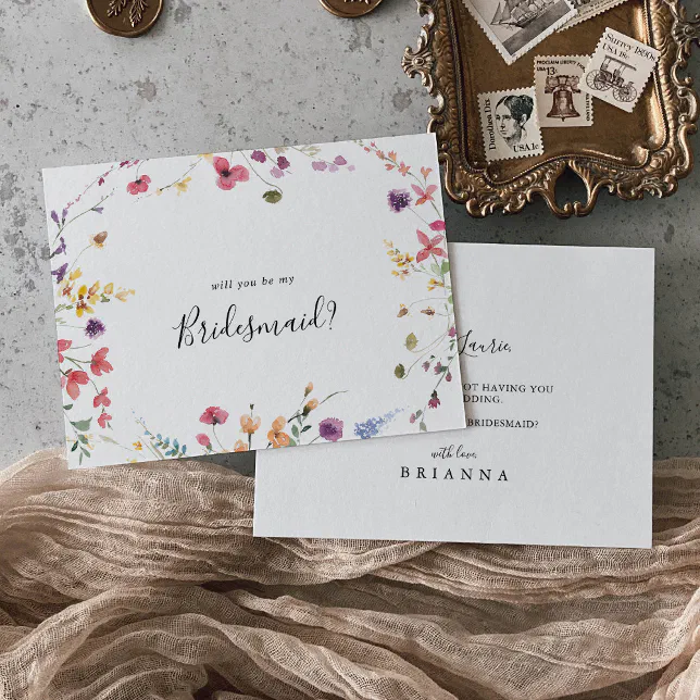 Classic Colorful Bridesmaid Proposal Note Card | Zazzle