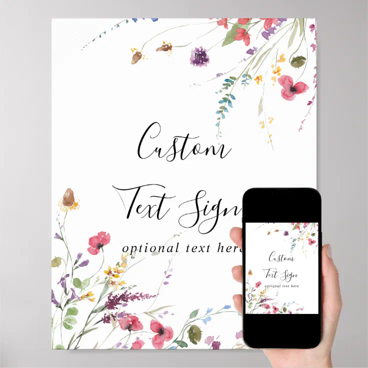 Classic Colorful Wild Floral Custom Text Sign | Zazzle