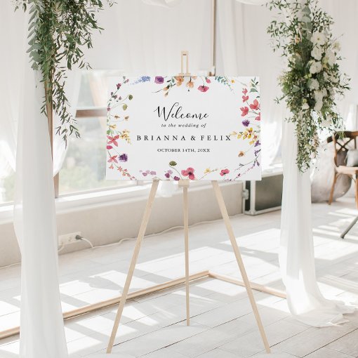 Classic Colorful Wild Floral Wedding Welcome Sign | Zazzle