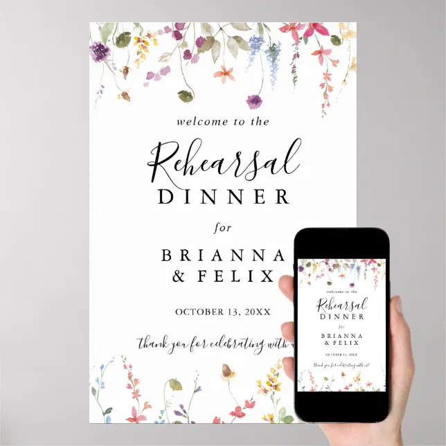 Classic Colorful Wild Rehearsal Dinner Welcome Poster | Zazzle