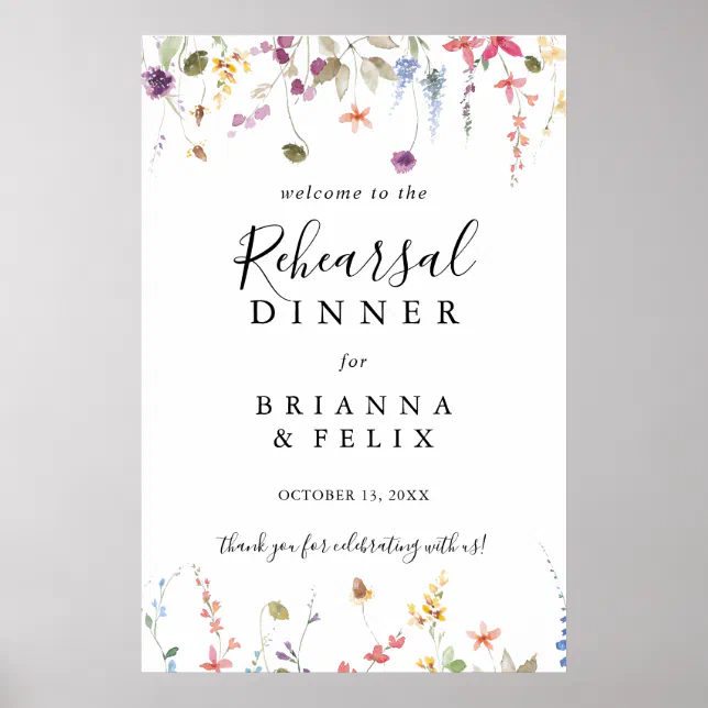 Classic Colorful Wild Rehearsal Dinner Welcome Poster | Zazzle