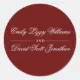 Classic Crimson Red Calligraphy Script Round Sticker | Zazzle
