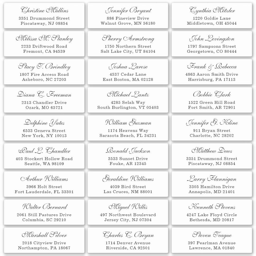 Classic Cursive Font Wedding Guest Address Label | Zazzle