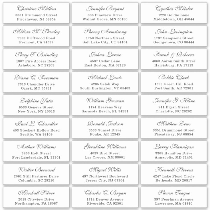 Classic Cursive Font Wedding Guest Address Label | Zazzle