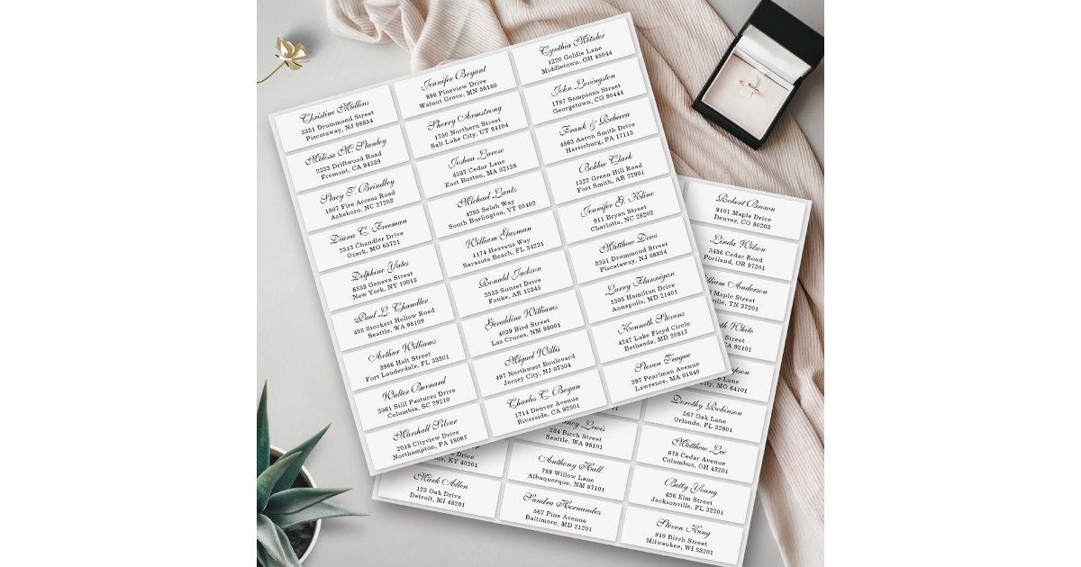 Classic Cursive Font Wedding Guest Address Label | Zazzle