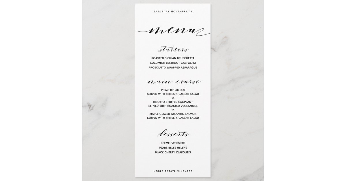 Classic Customizable Dinner Menu | Zazzle