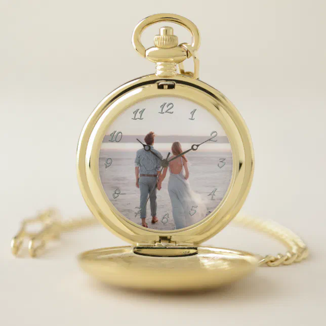 Classic Customizable Photo Gift Pocket Watch | Zazzle