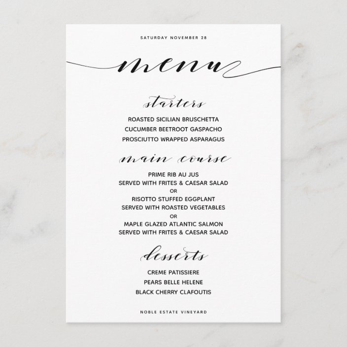 Classic Customizable Wide Dinner Menu | Zazzle.com