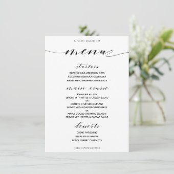 Classic Customizable Wide Dinner Menu | Zazzle