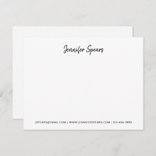 Classic Cute Professional Handwritten Black Script Note Card | Zazzle