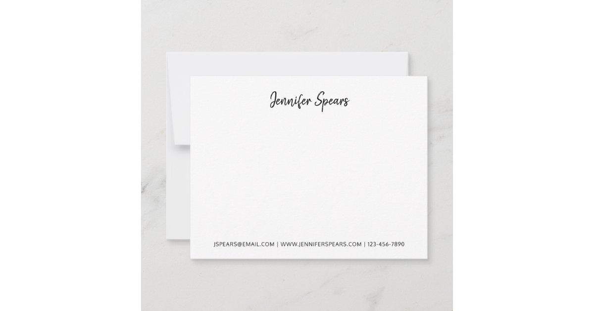 Classic Cute Professional Handwritten Black Script Note Card | Zazzle
