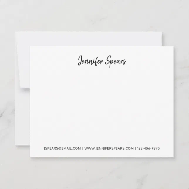 Classic Cute Professional Handwritten Black Script Note Card | Zazzle