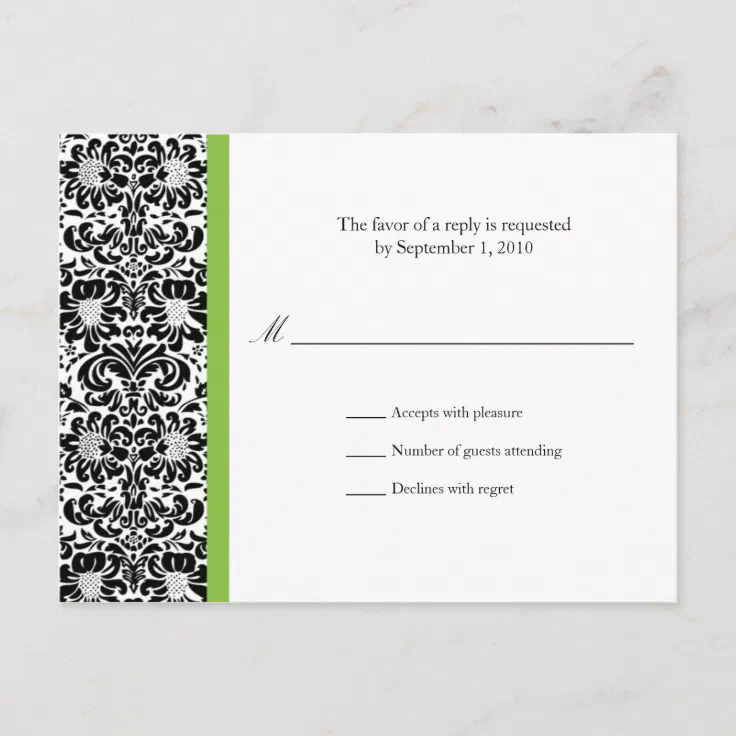 Classic Damask RSVP Postcard | Zazzle