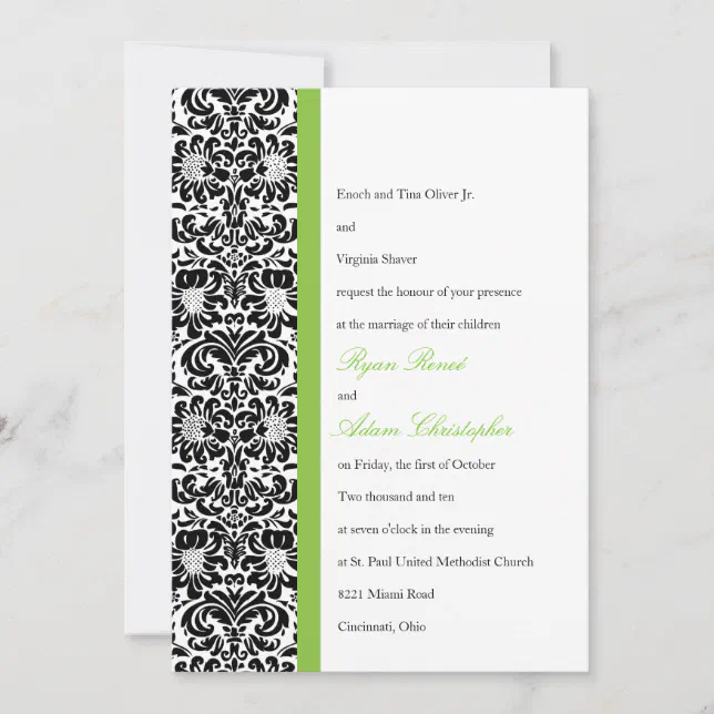 Classic Damask Wedding Invitation | Zazzle