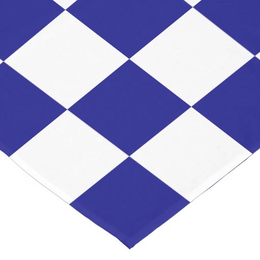 Classic Dark Blue and White Checkerboard Pattern Short Table Runner ...