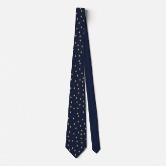 Classic dark blue golden diamond squares pattern neck tie | Zazzle
