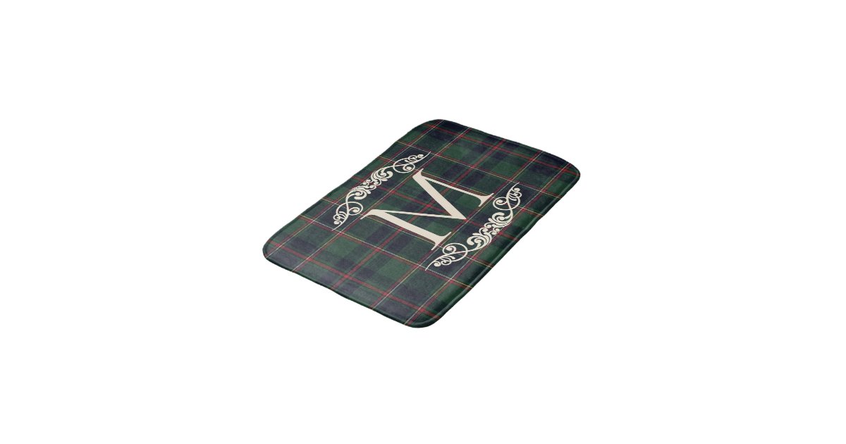 Classic Dark Blue Red Green Plaid Pattern Bath Mat | Zazzle