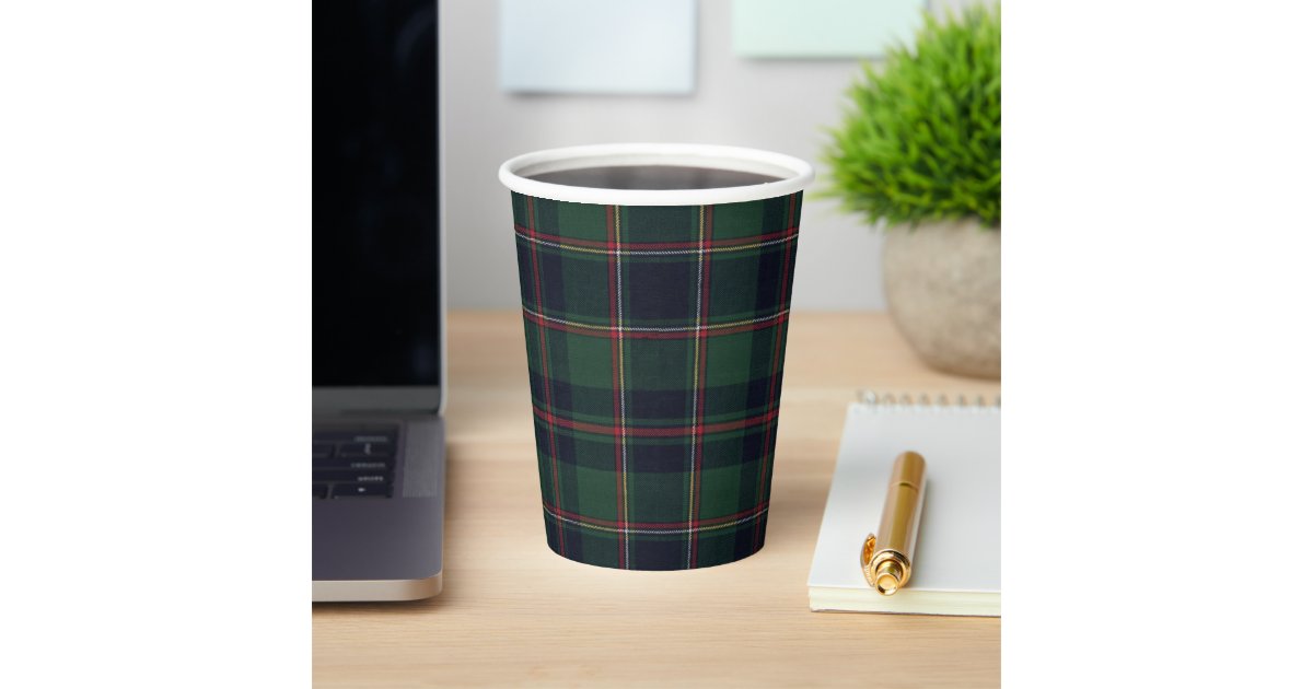 Classic Dark Blue Red Green Plaid Pattern Paper Cups | Zazzle