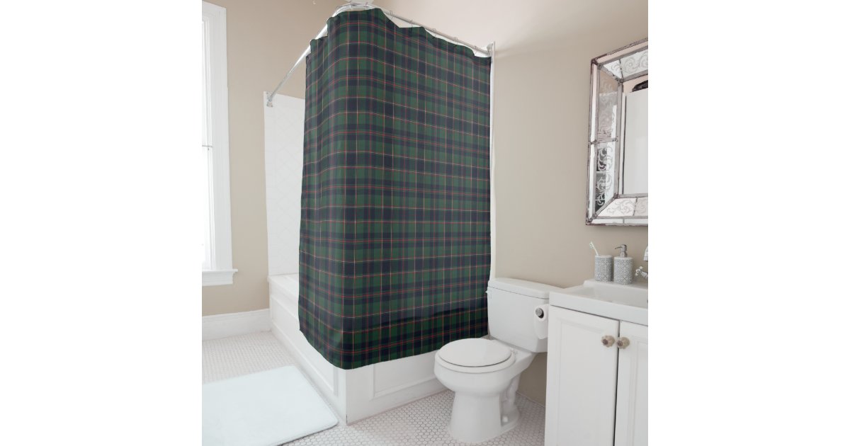 Classic Dark Blue Red Green Plaid Pattern Shower Curtain | Zazzle