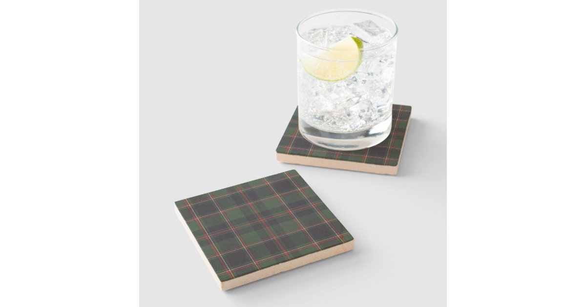 Classic Dark Blue Red Green Plaid Pattern Stone Coaster | Zazzle