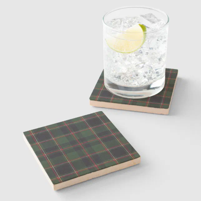 Classic Dark Blue Red Green Plaid Pattern Stone Coaster | Zazzle