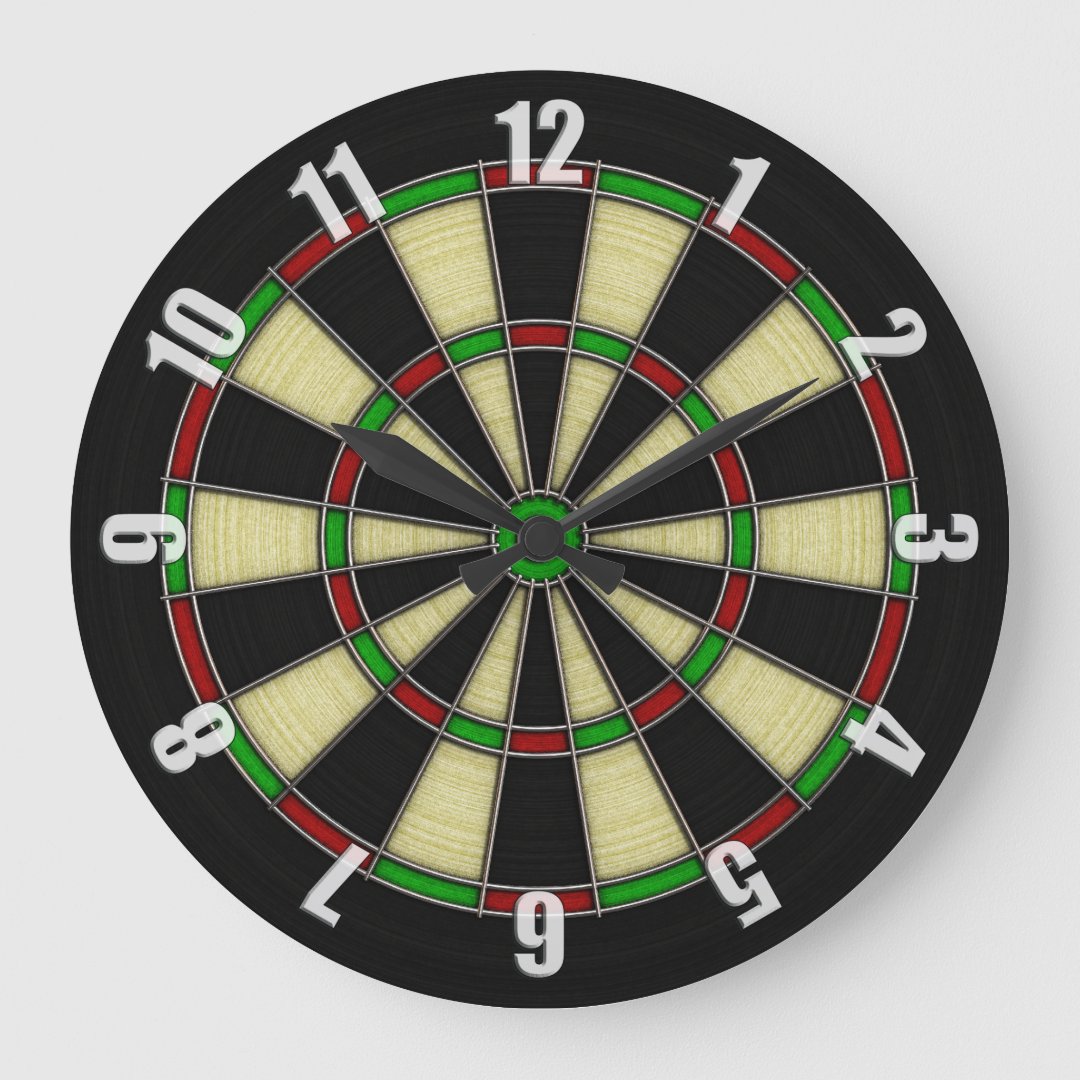 Classic Dart Board Design Large Clock | Zazzle