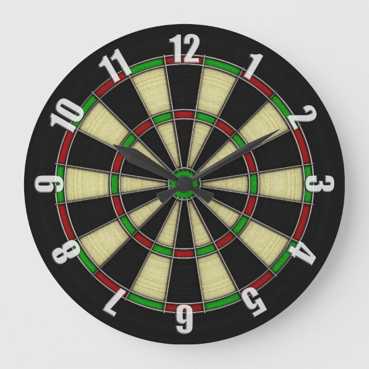 Classic Dart Board Design Large Clock | Zazzle