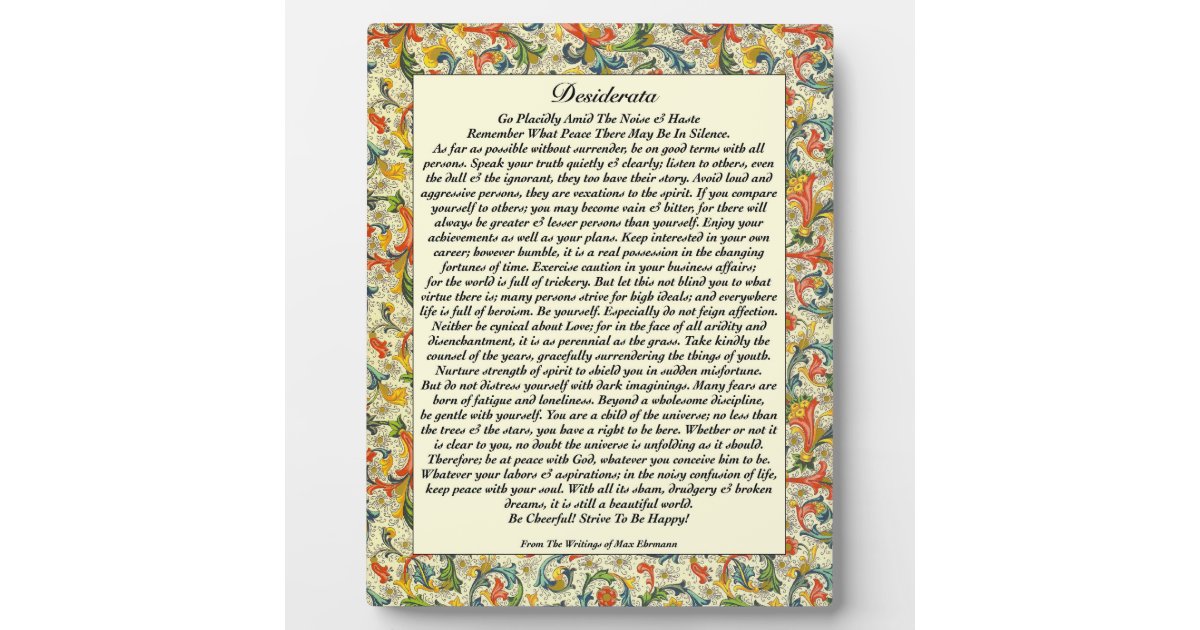 Classic Desiderata Florentine Plaque | Zazzle