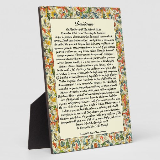 Classic Desiderata Florentine Plaque | Zazzle
