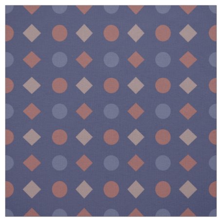 Navy Blue Geometric Dots Pattern Fabric | Zazzle