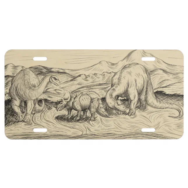 Classic Dinosaurs License Plate | Zazzle