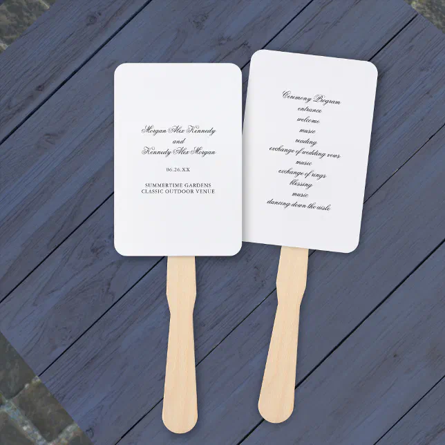 Classic DIY Wedding Ceremony Program Hand Fan | Zazzle