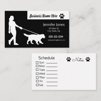 Classic Dog Walking Business Cards with Schedule | Zazzle
