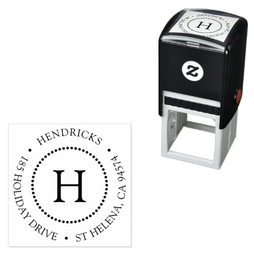 Classic Dot Circle Monogram Return Address Self-inking Stamp | Zazzle