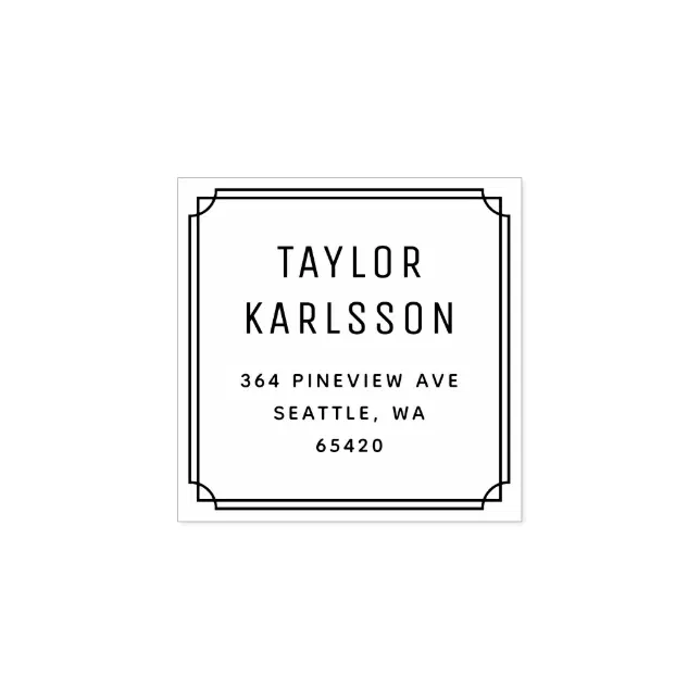 Classic Double Frame Customizable Return Address Rubber Stamp | Zazzle