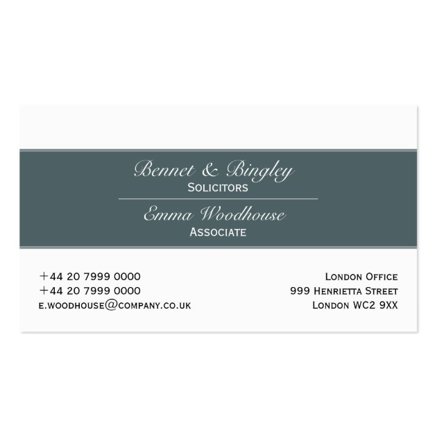 Classic Elegance Cadet Blue & White Business Card Template