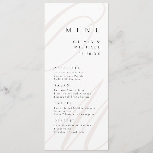 Classic Elegance calligraphy monogram wedding Menu | Zazzle