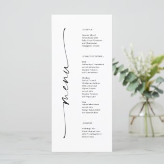 Classic Elegance Double Sided Wedding Menu | Zazzle
