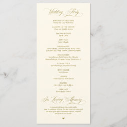 Classic Elegance Gold Script, Wedding Ceremony Program | Zazzle