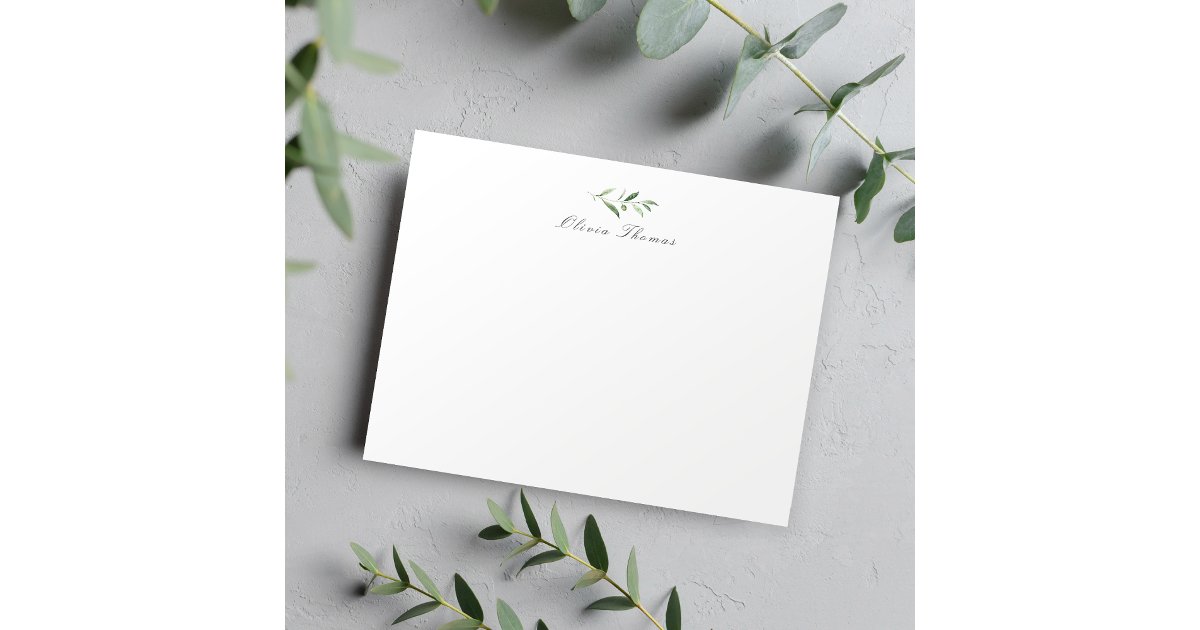 Classic Elegance Greenery Personalized Stationery Note Card | Zazzle