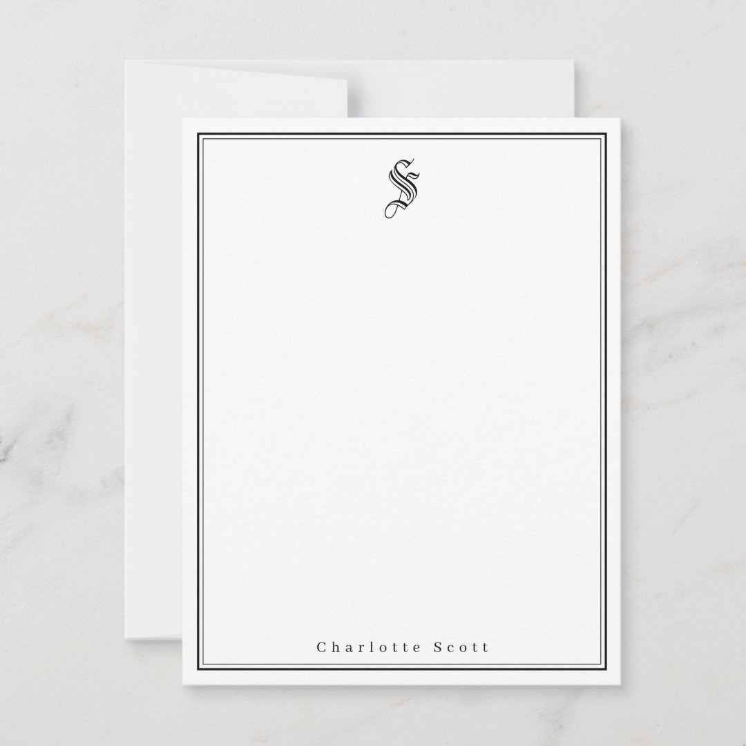 Classic elegance monogram personalized Stationery Note Card | Zazzle